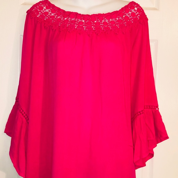 Tops | Plus Size Hot Pink Peasant Top | Poshmark